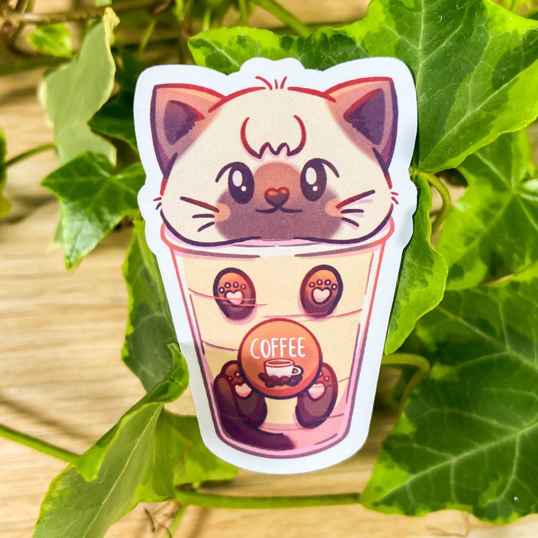If It Fits I Sit Sticker | Coffee Cat Sticker | Kitten Sticker | Cat ...