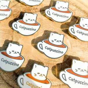 Catpuccino Enamel Pin, Cute Cat Pin - Etsy