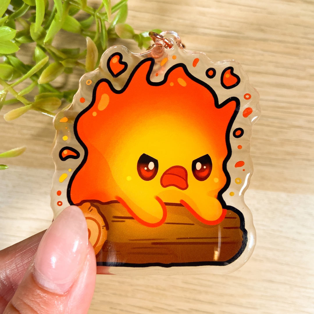 Cute Fire Anime Acrylic Charm, Anime Inspired, Kawaii Acrylic Keychain ...