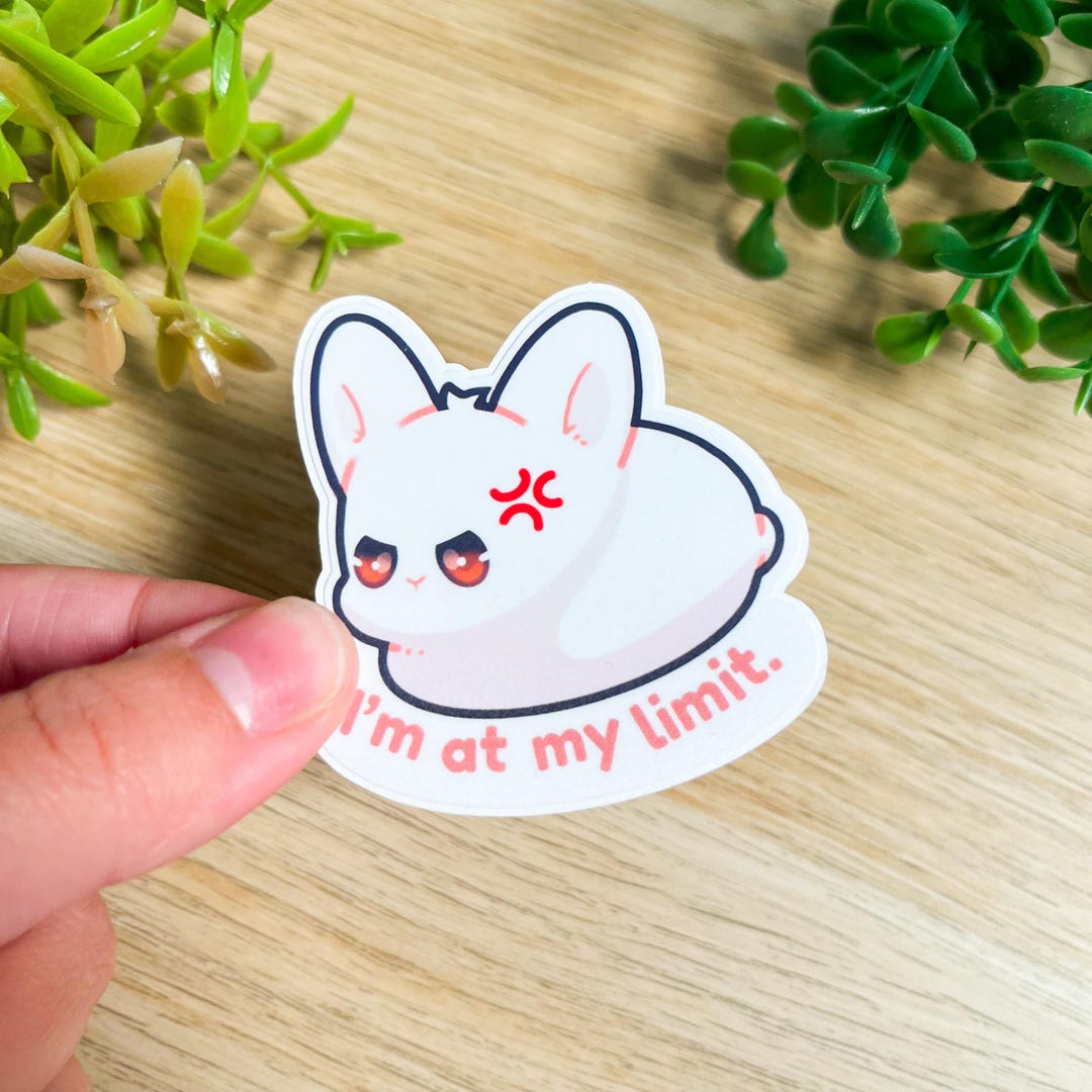 Grumpy Bunny Sticker, Kawaii Matte Sticker - Etsy