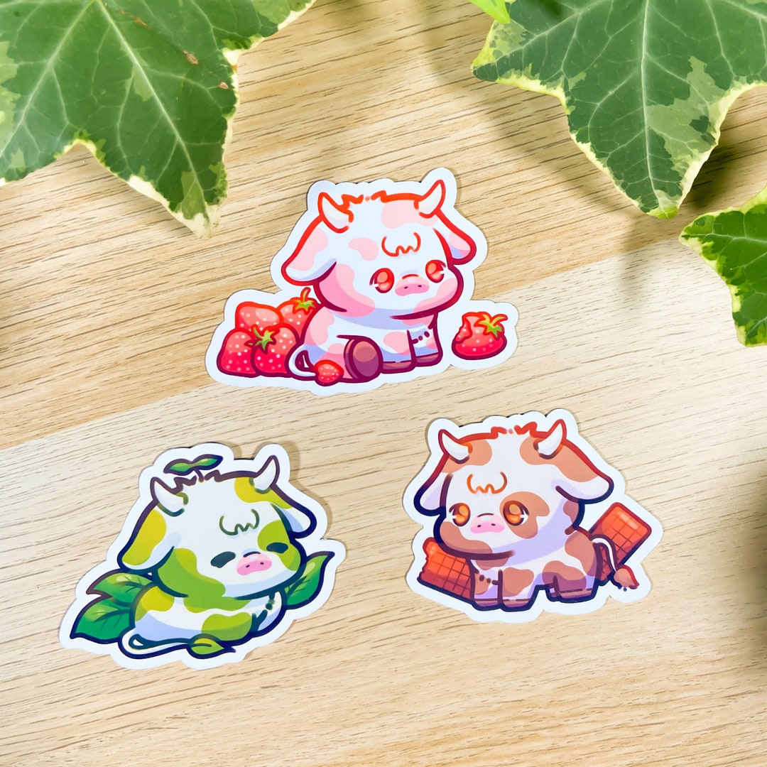 Kawaii Cows Glossy Sticker Pack, Cute Chonky Fruit Cows Stickers - Etsy