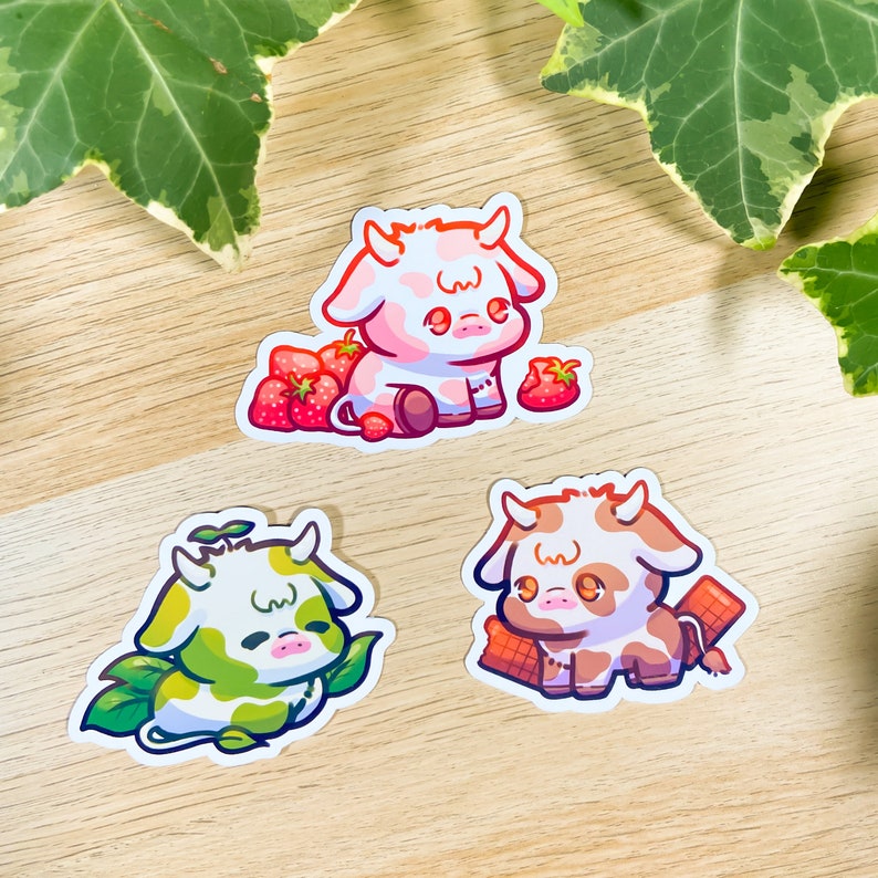 Kawaii Cows Glossy Sticker Pack, Cute Chonky Fruit Cows Stickers - Etsy