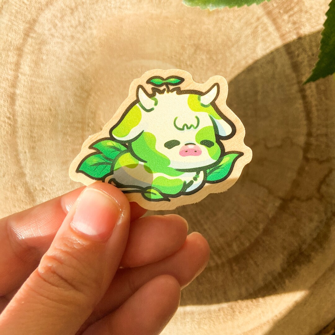 Kawaii Matcha Cow Wood Pin Cute Wooden Pin - Etsy