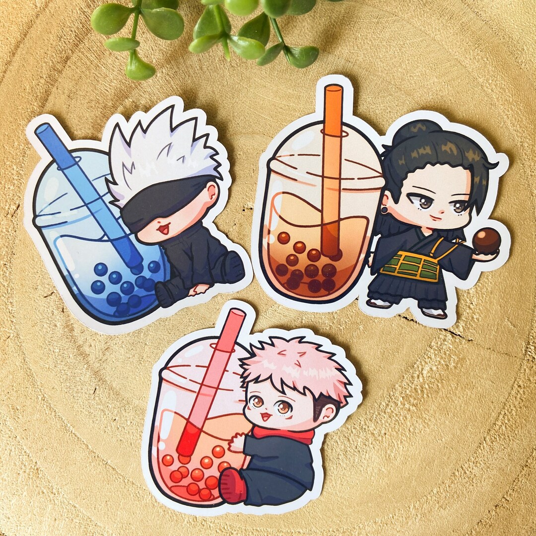 Anime Sorcerer Boba Tea, Glossy Sticker - Etsy