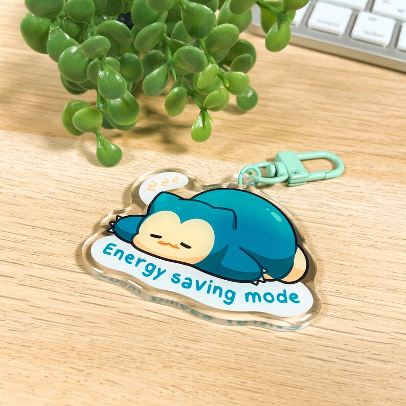 Sleepy Snorlax Acrylic Charm, Kawaii Keychain - Etsy
