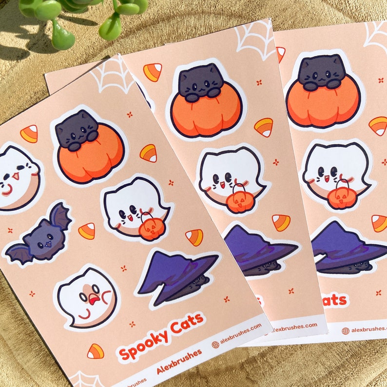Spooky Cats Sticker Sheet Cute Sticker Sheet - Etsy