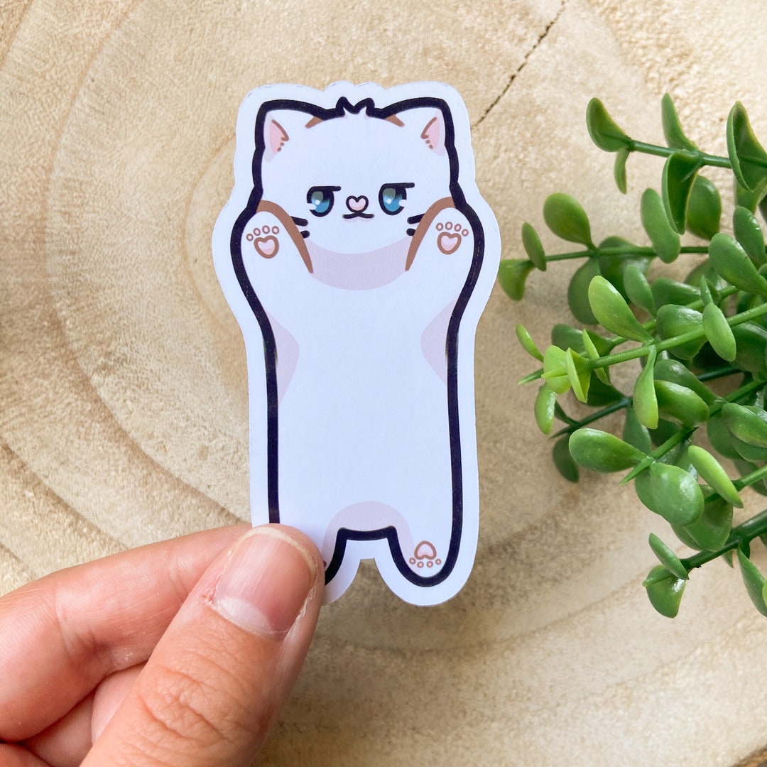Long Cat Meme Sticker White Cat Sticker Cute Kitten Sticker - Etsy