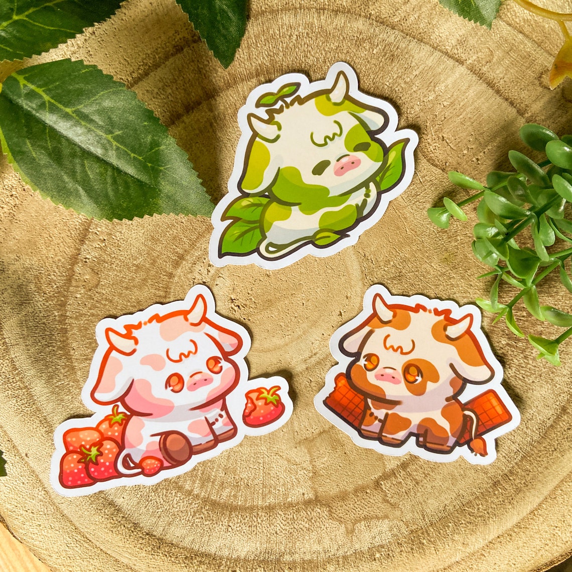 Kawaii Cows Glossy Sticker Pack, Cute Chonky Fruit Cows Stickers - Etsy