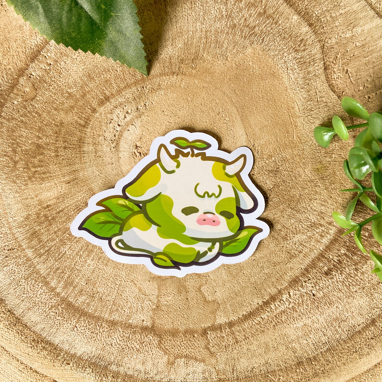 Kawaii Matcha Cow Sticker Cute Glossy Stickers Animal - Etsy