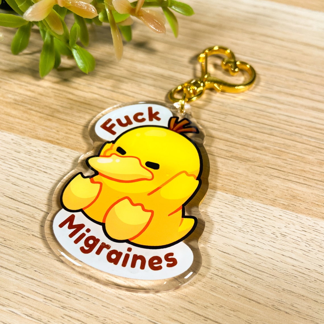 Psyduck Migraine Acrylic Charm, Kawaii Keychain - Etsy
