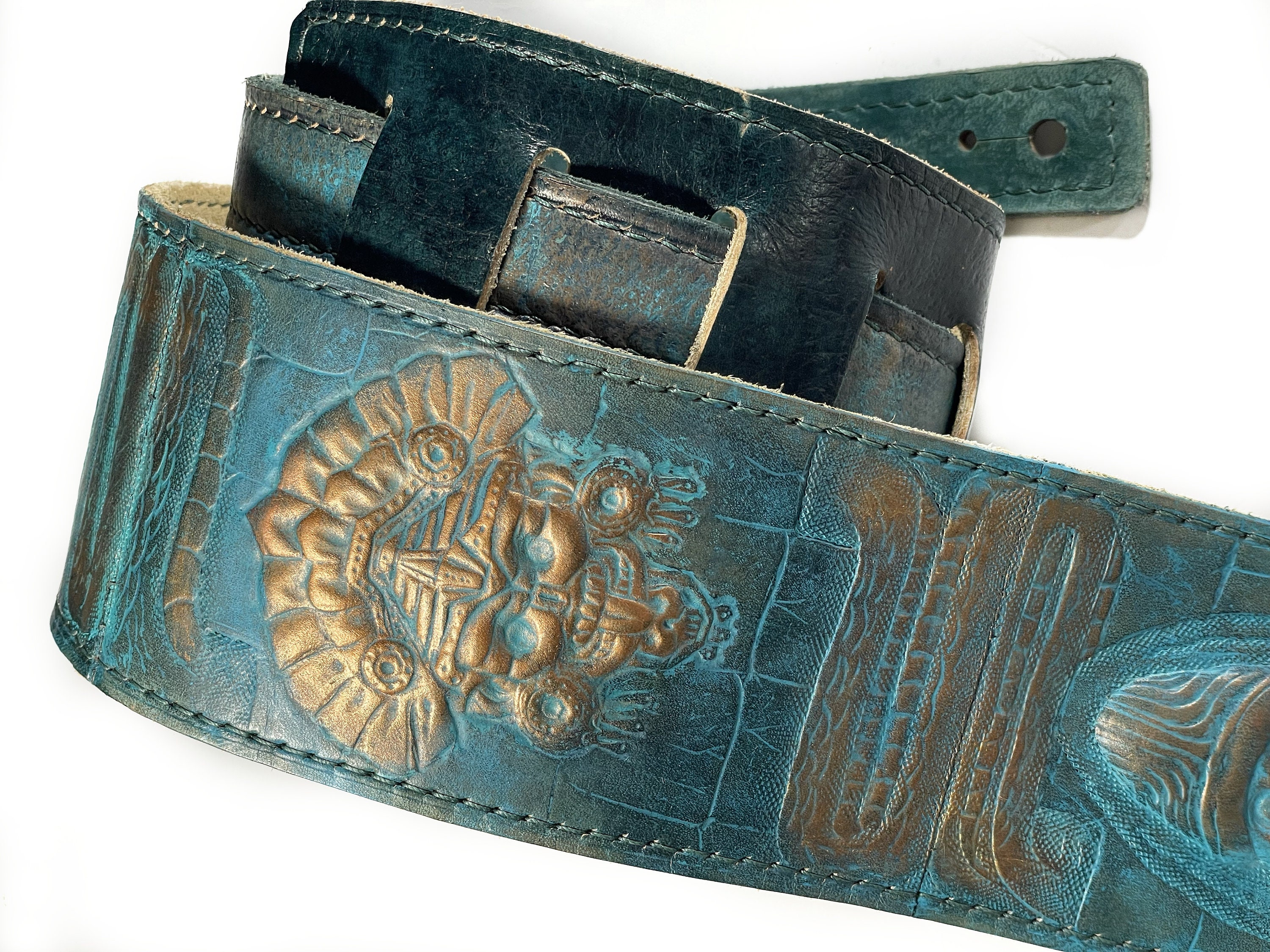 Leather Guitar Strap custom Guitar Belt. Hand-crafted. Acoustic and ...