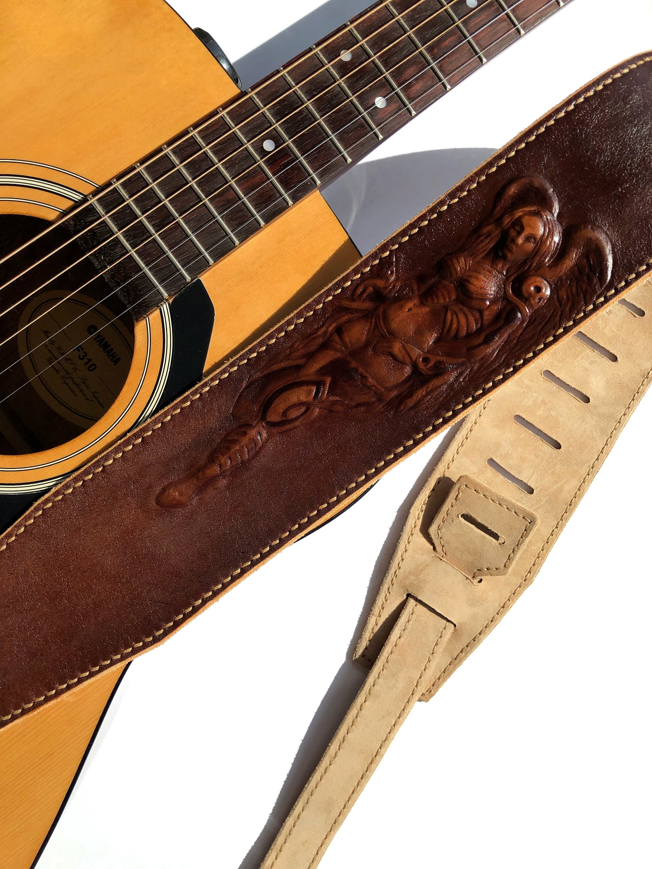 Leather Guitar Strap custom Guitar Belt. Hand-crafted. - Etsy