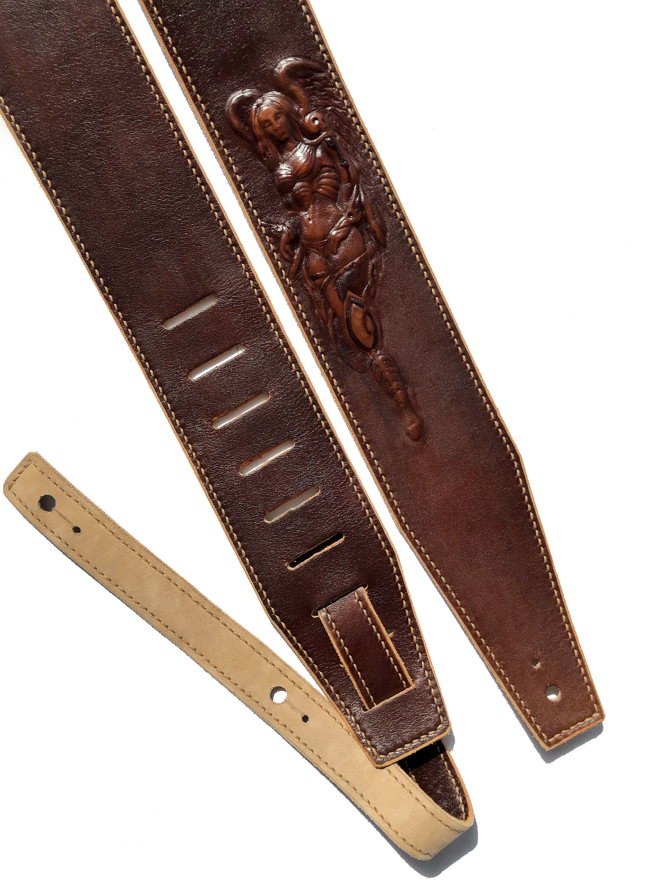 Leather Guitar Strap custom Guitar Belt. Hand-crafted. - Etsy
