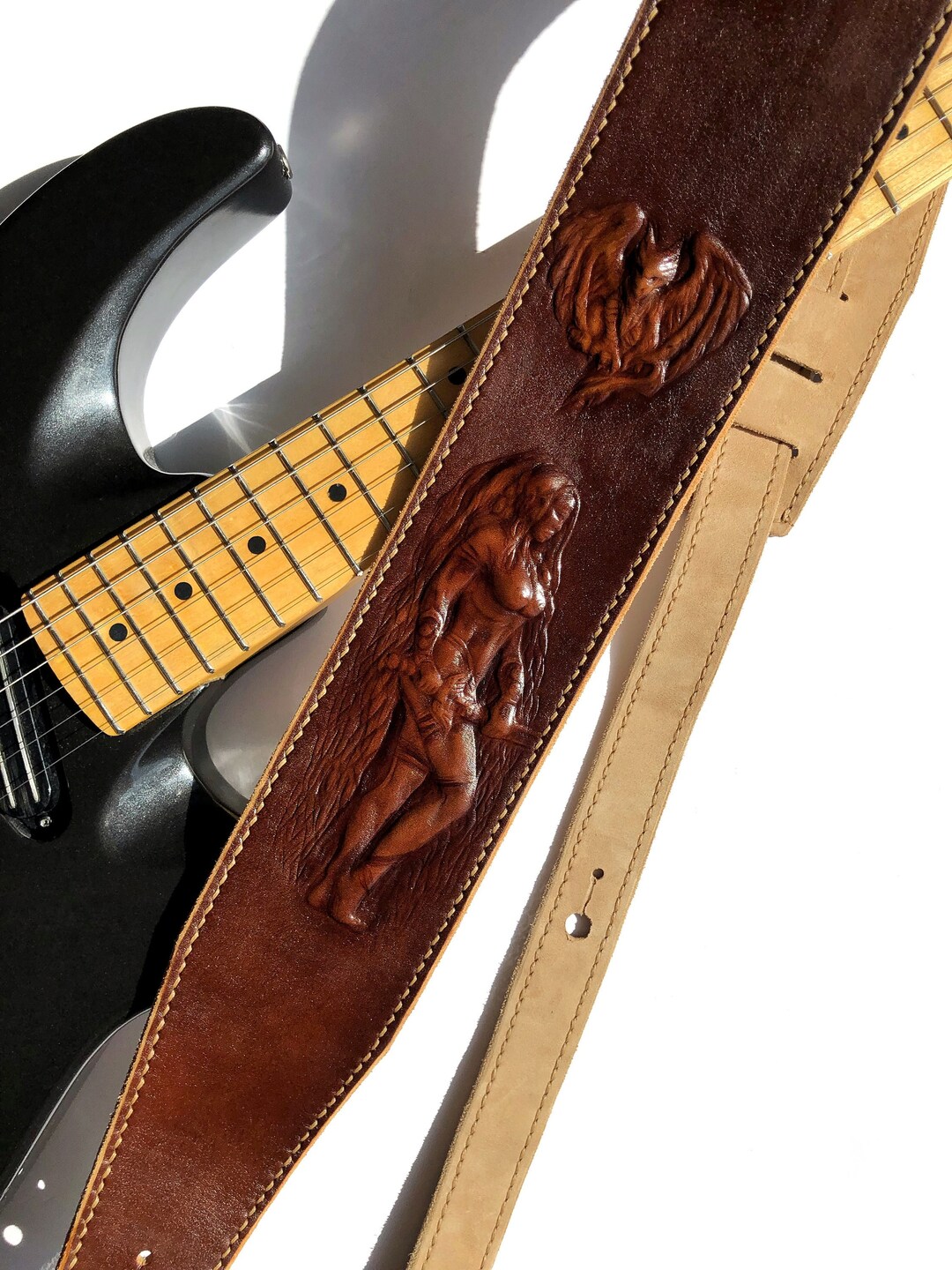Leather Guitar Strap (custom Guitar Belt). Hand-crafted. Acoustic and ...