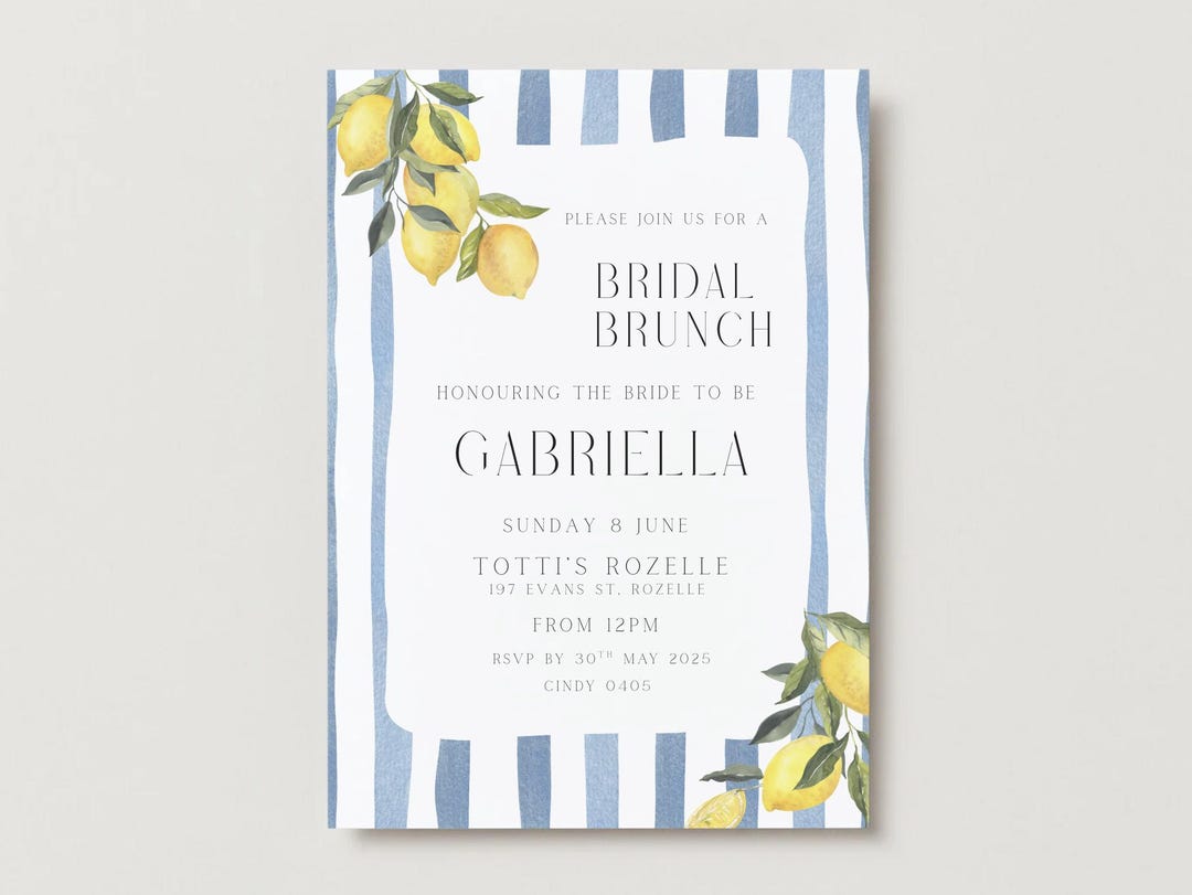 Italian Mediterranean Lemon Theme Hens Bridal Shower Brunch ...