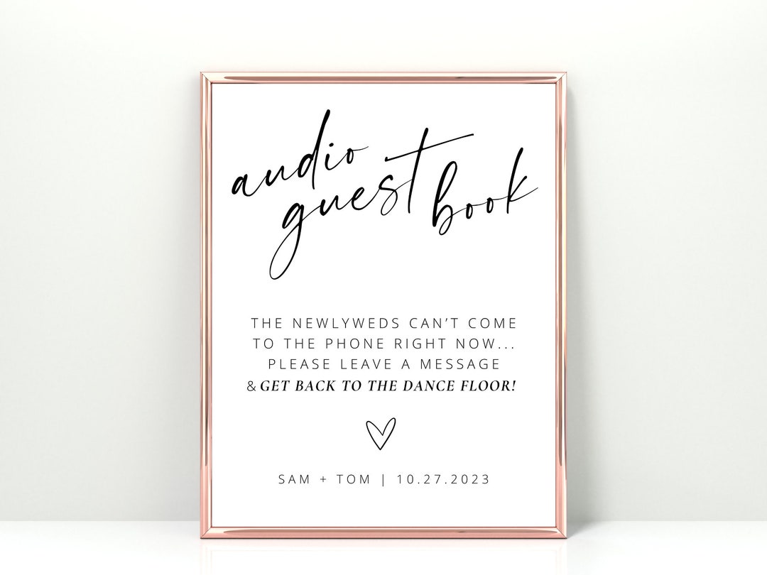 8x10 Audio Guest Book Sign | Minimalist Modern Black & White Script ...