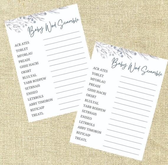 Paper & Party Supplies Baby Shower Game Printable Baby Word Scramble ...