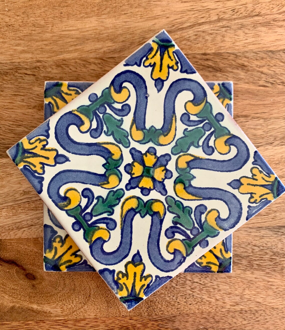 Authentic Traditional Mexican Talavera Blue and Yellow Glazed - Etsy