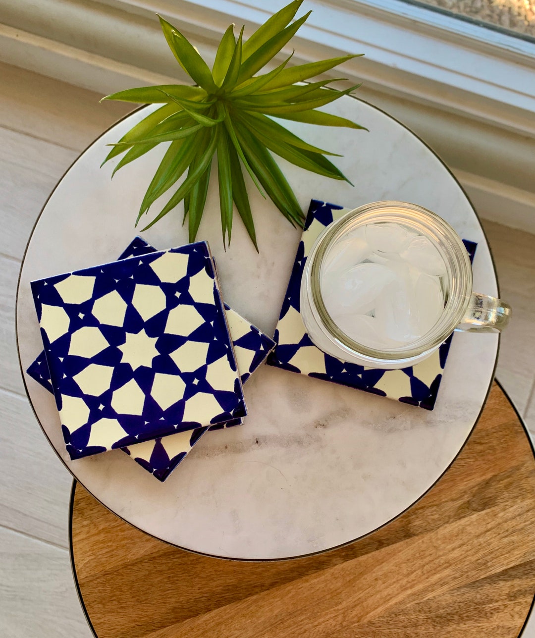 Blue and White Mexican Tile Coaster, Drink Coaster, Tile Coaster ...