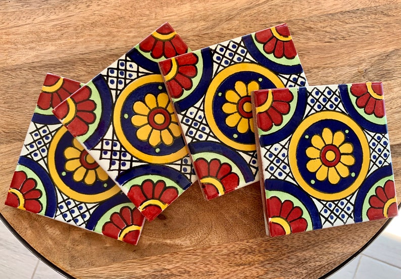 Authentic Traditional Mexican Talavera Blue Red and Orange | Etsy