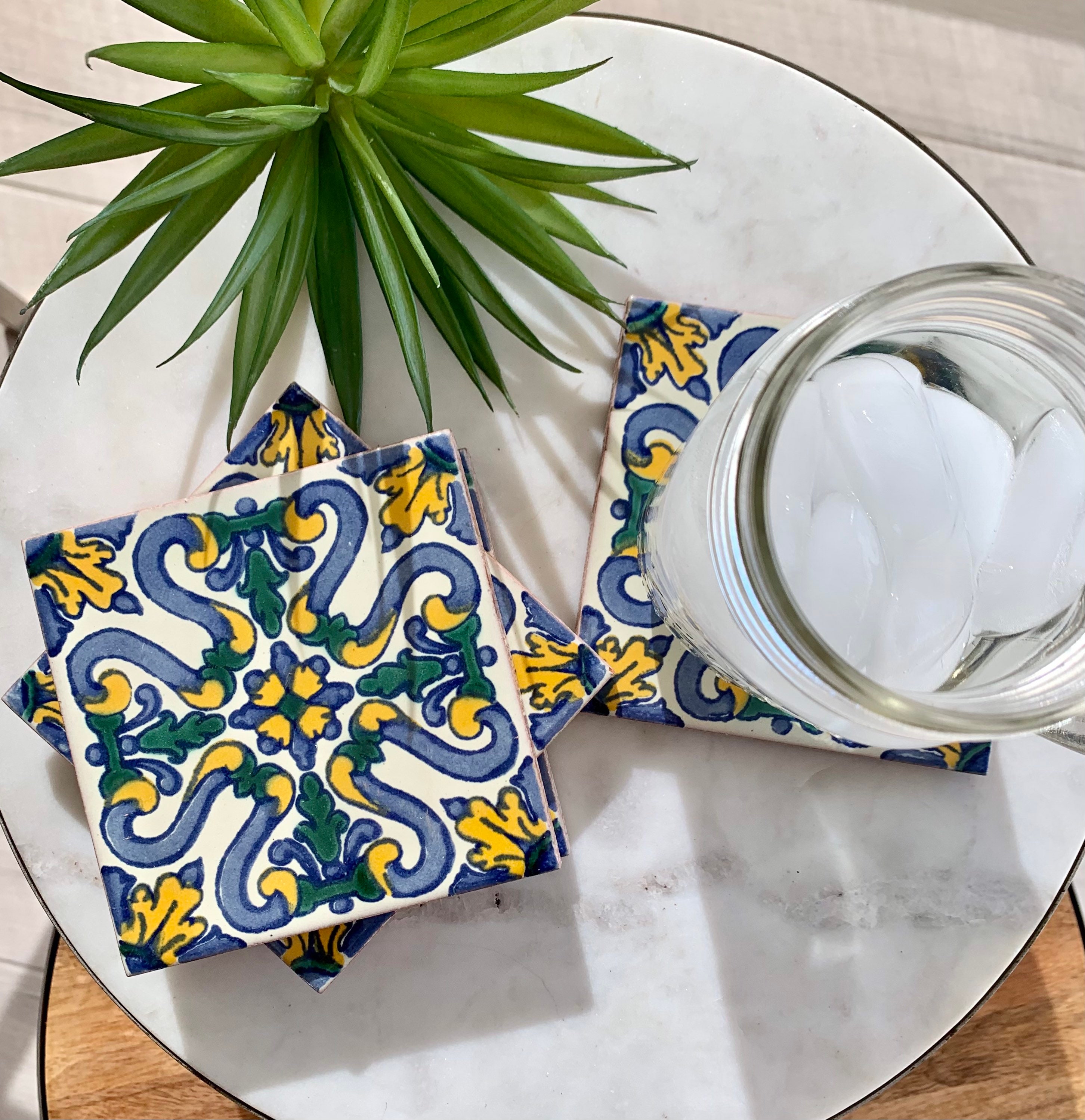 Authentic Traditional Mexican Talavera Blue and Yellow Glazed - Etsy