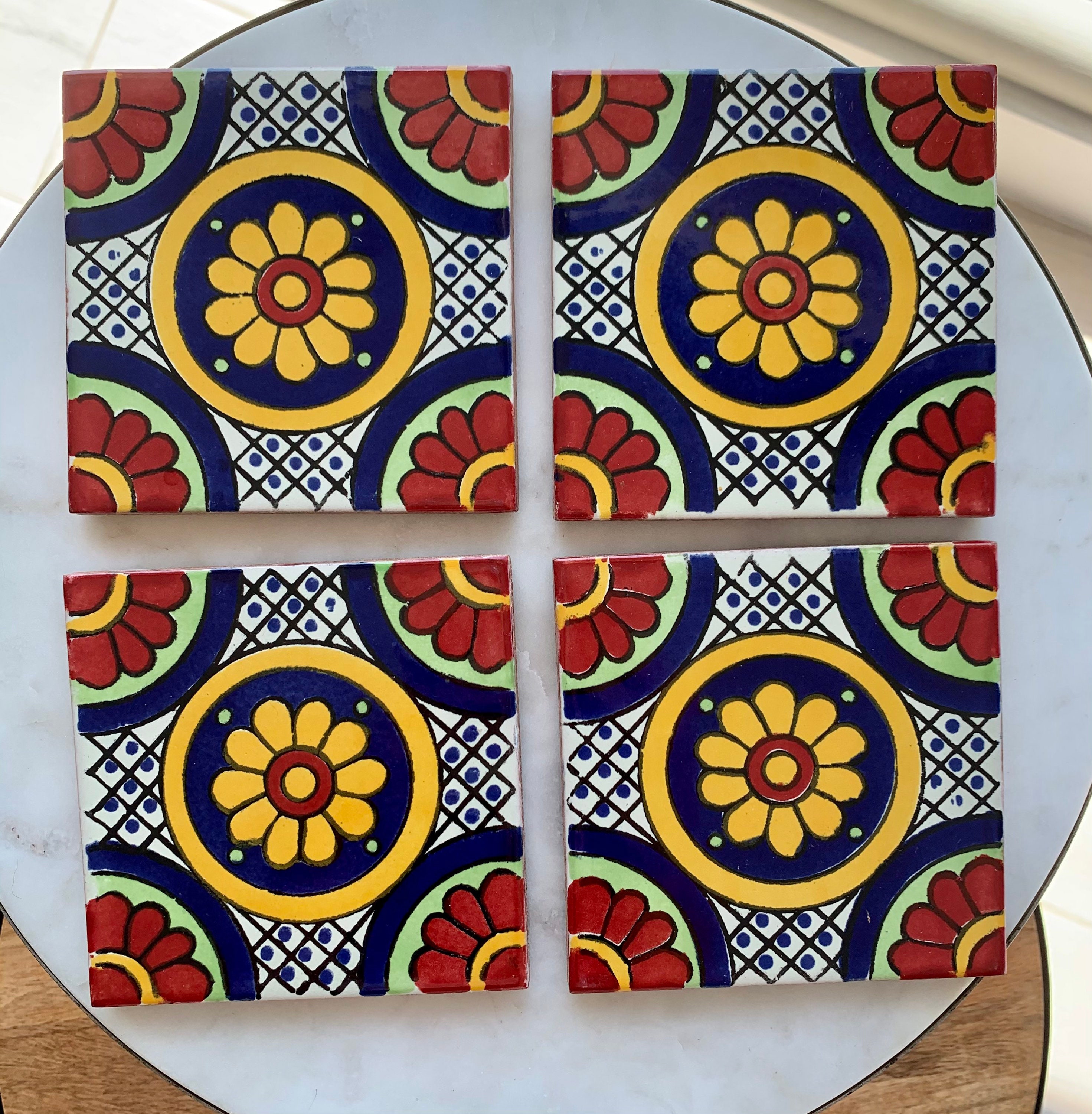 Authentic Traditional Mexican Talavera Blue Red and Orange | Etsy