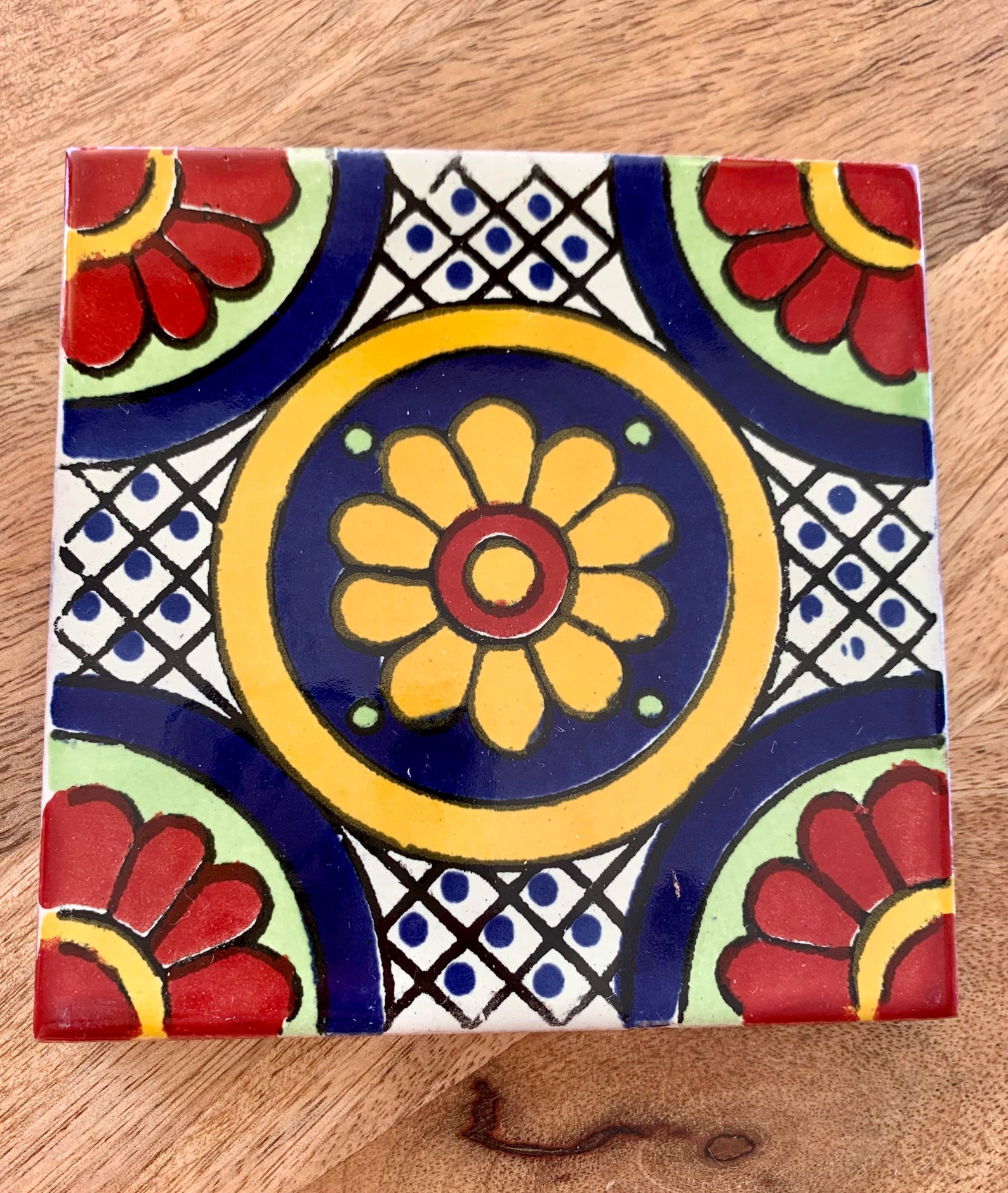 Authentic Traditional Mexican Talavera Blue Red and Orange | Etsy