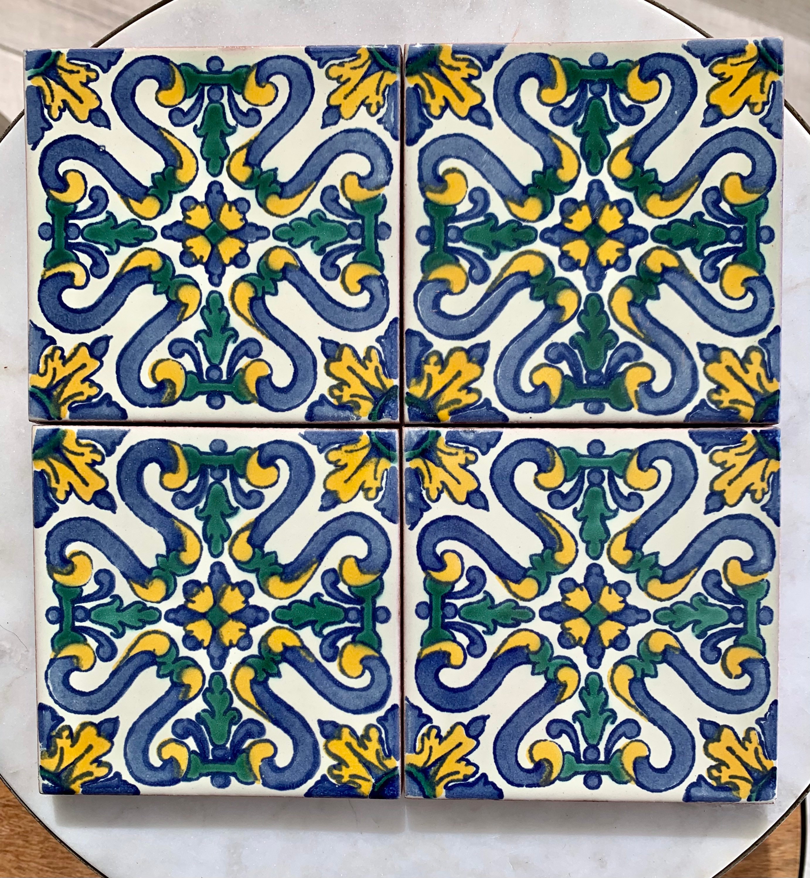 Authentic Traditional Mexican Talavera Blue and Yellow Glazed - Etsy