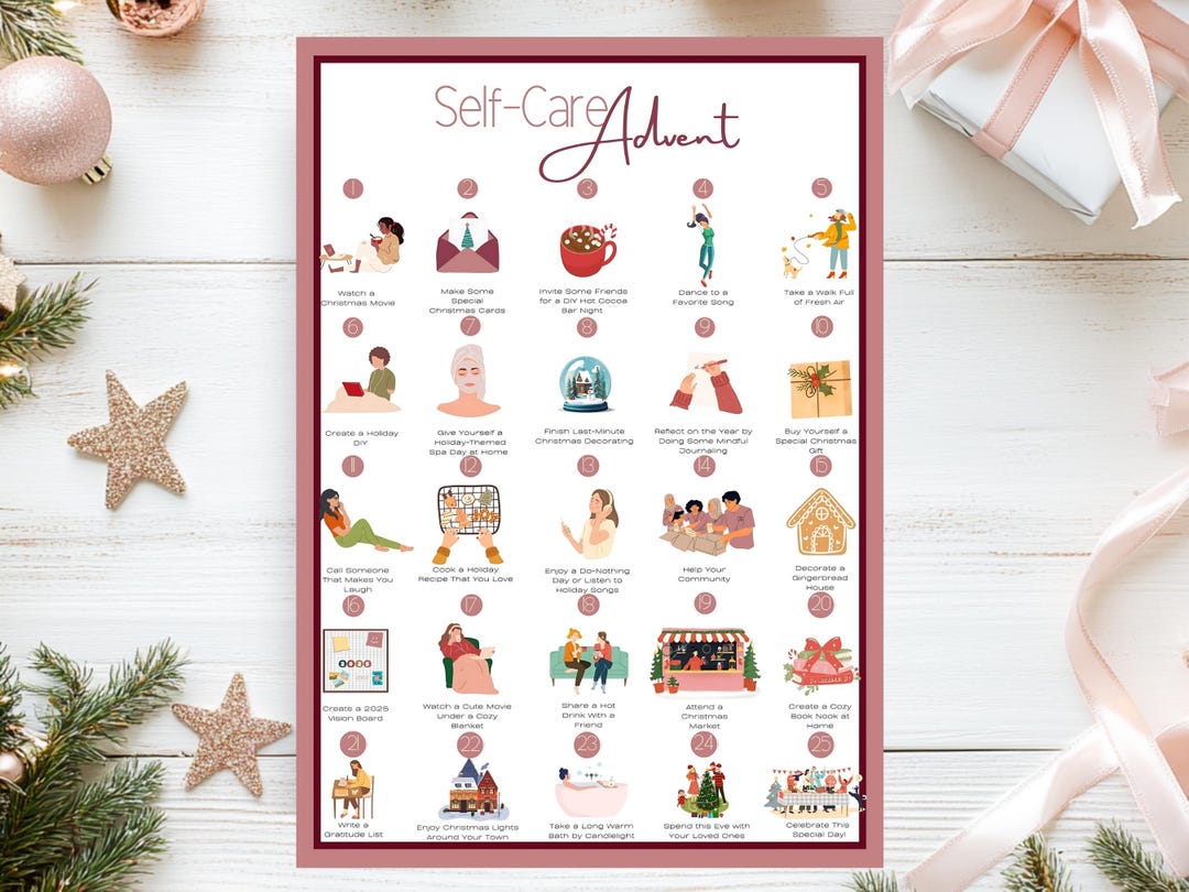 Self-care Advent Calendar – Christmas Countdown, Printable (PDF, PNG ...