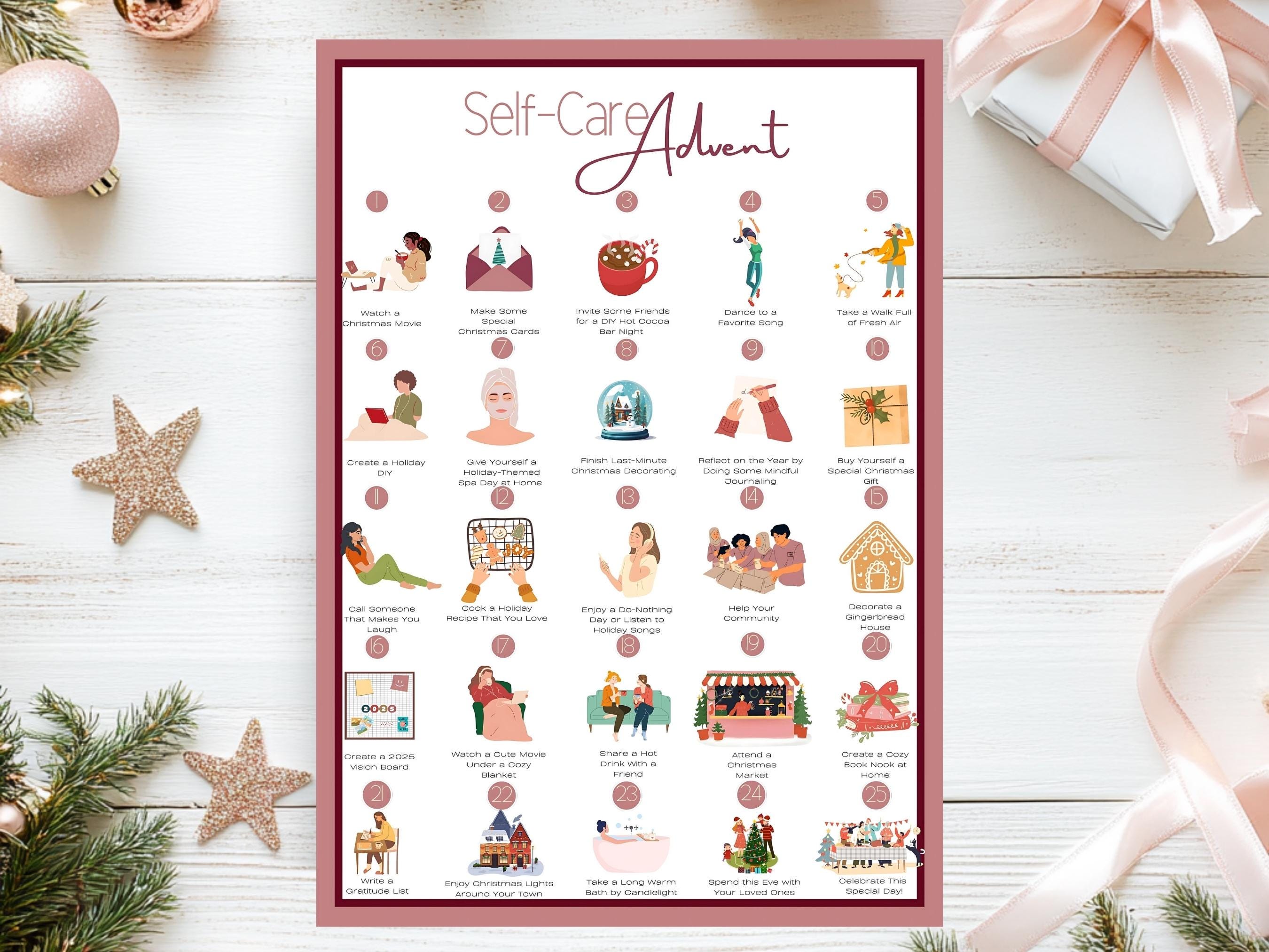 Self-care Advent Calendar – Christmas Countdown, Printable (PDF, PNG ...