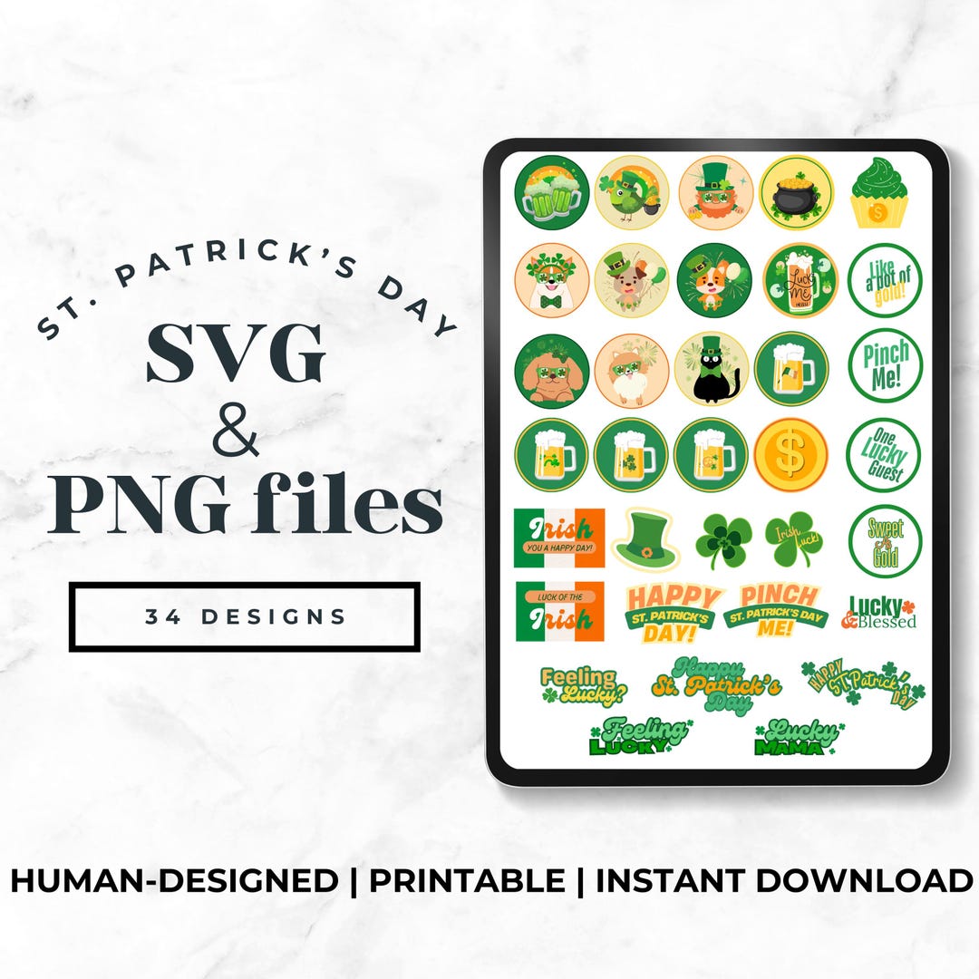 UNIQUE St. Patrick's Day PNG and SVG Files. Use as Stickers, Cake ...