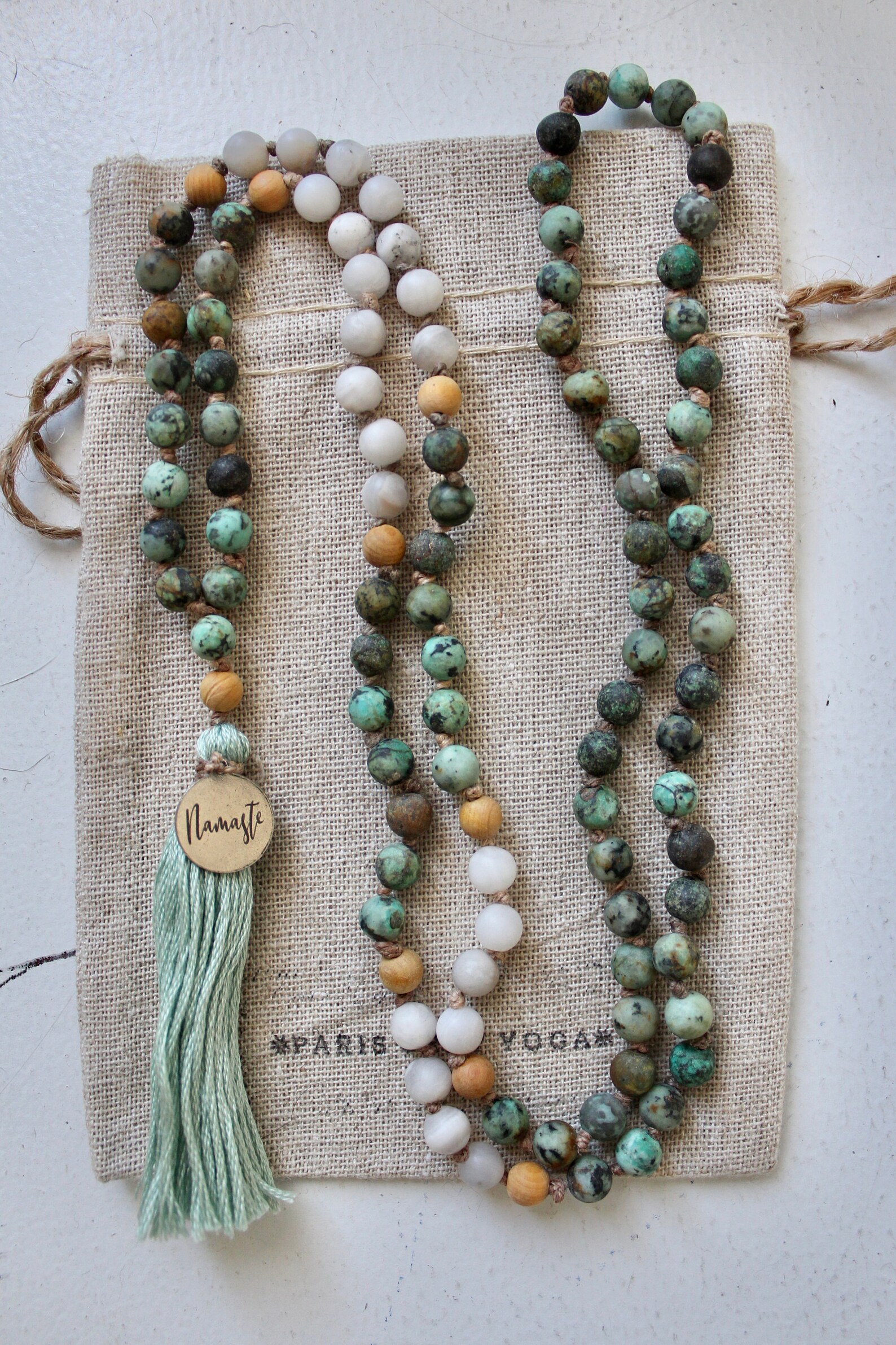 Mala turquoise africaine Bois de santal doré Agate en | Etsy