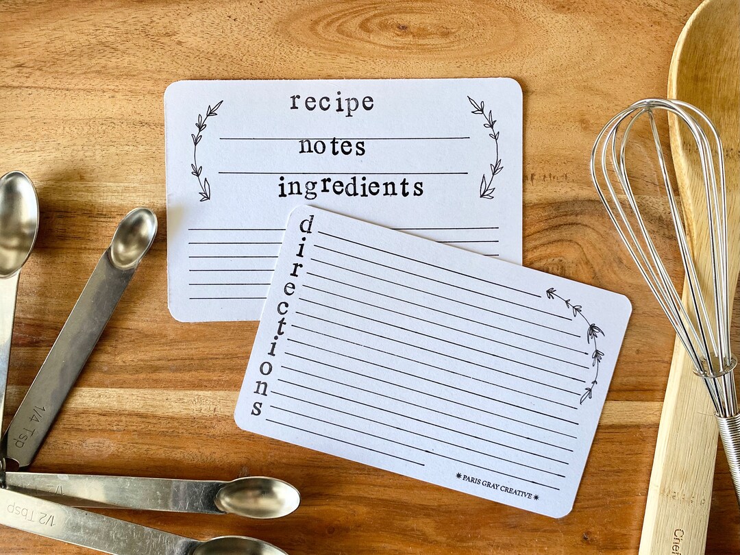4x6 Botanical Recipe Cards Bridal Shower Notecards Simple Recipe Cards ...