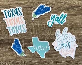 Texas Sticker Pack Texas Stickers Texas State Stickers | Etsy