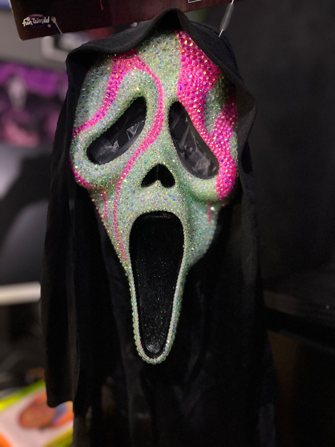 Bedazzled Ghost Face Mask - Etsy