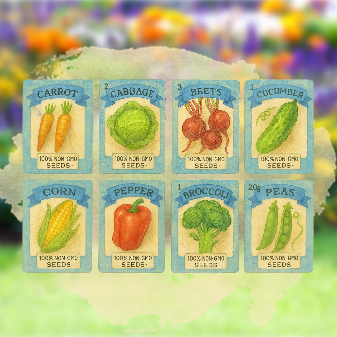 Gardening Vegetable Seed Packets Stickers - Hand Painted, Laptop ...
