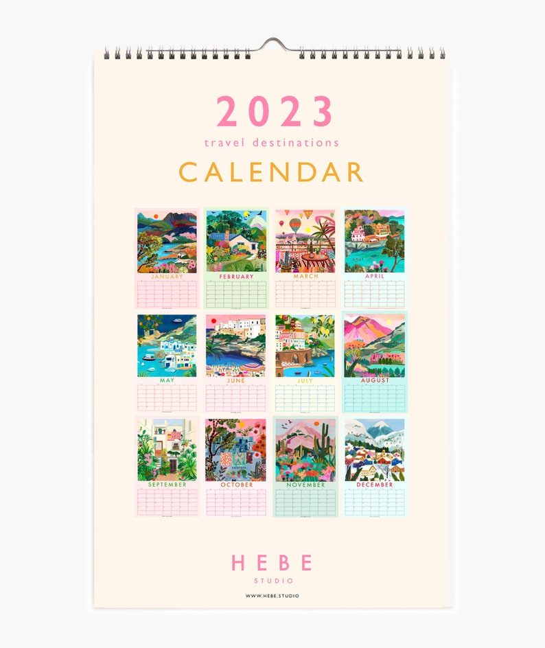 2023 Travel Destinations Calendar / Art Calendar / - Etsy