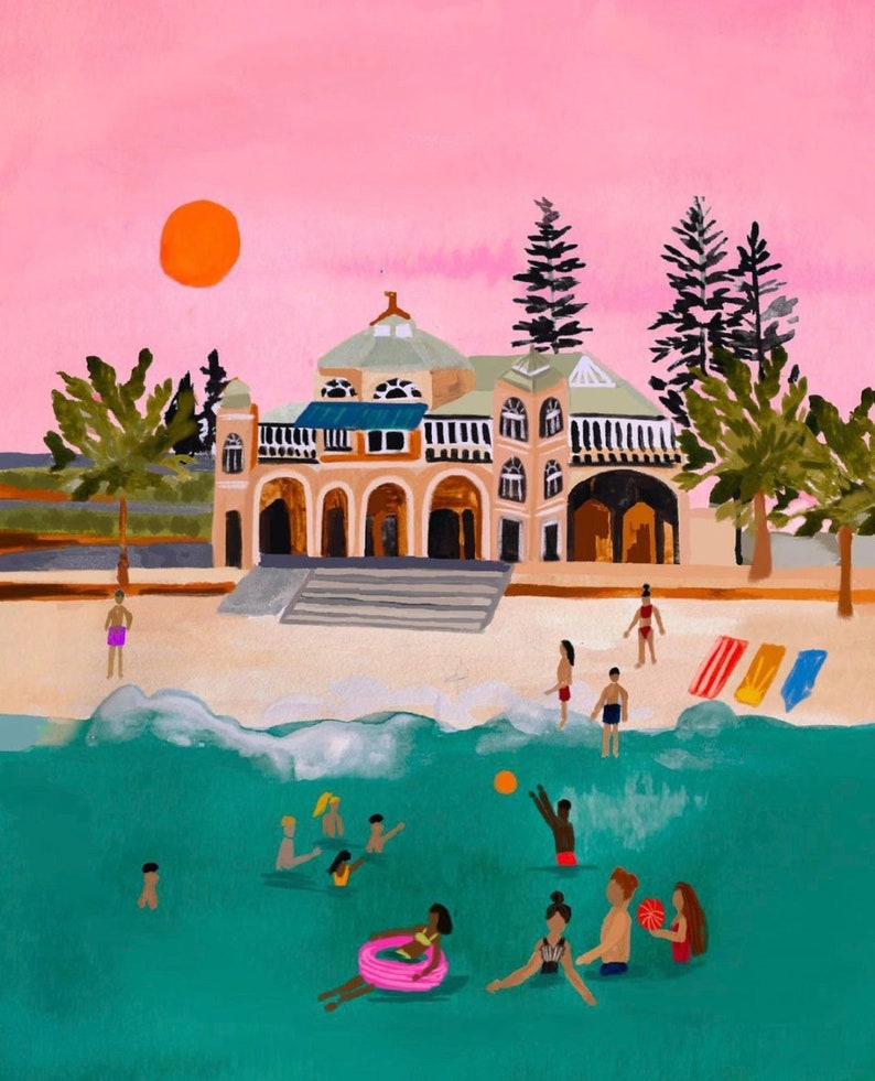 Sunset Swimmers Full Page/cottesloe Beach/perth/australia/wall Art ...