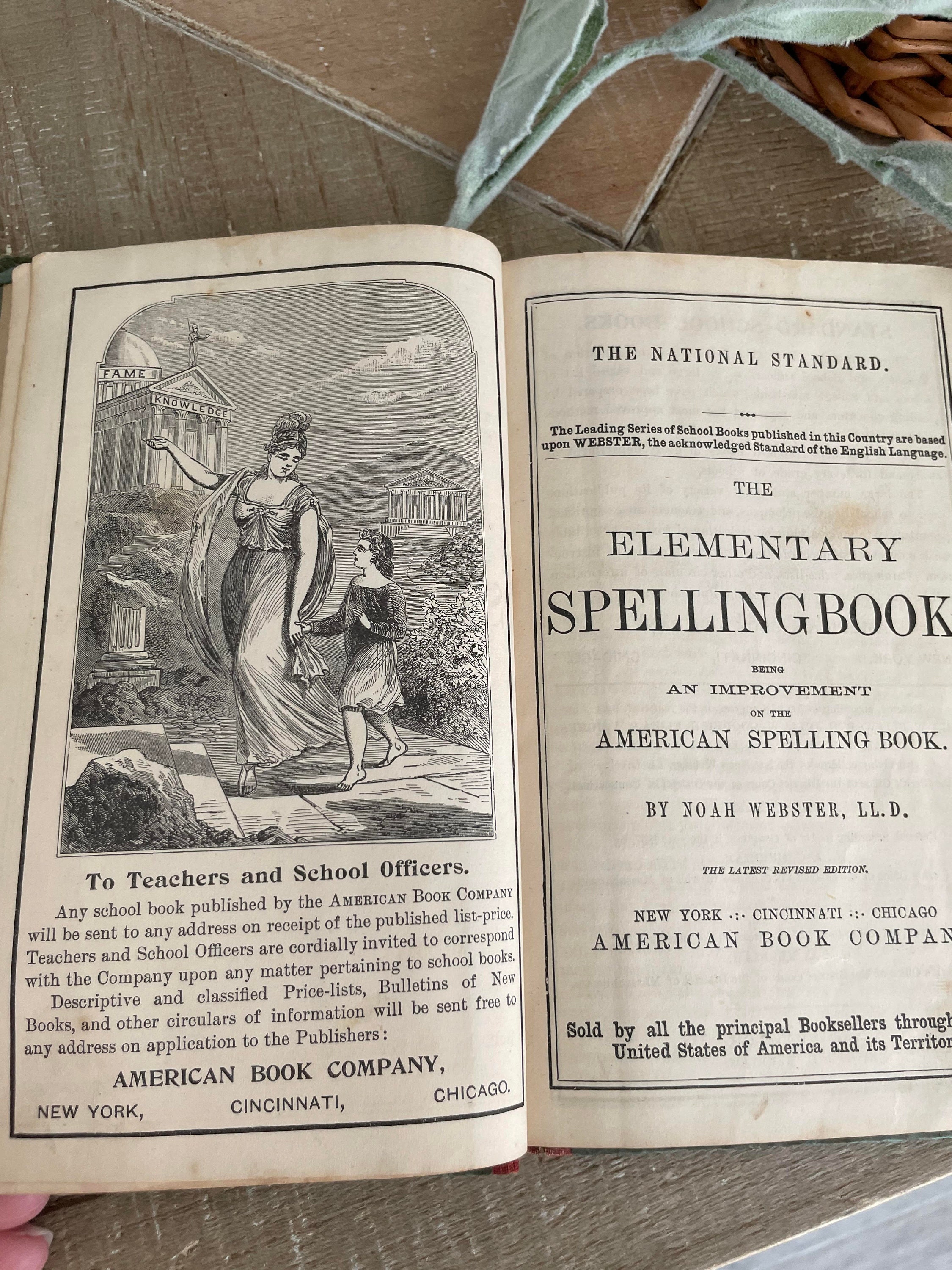 The Elementary Spelling Book, Noah Webster, Antique Student Spelling ...