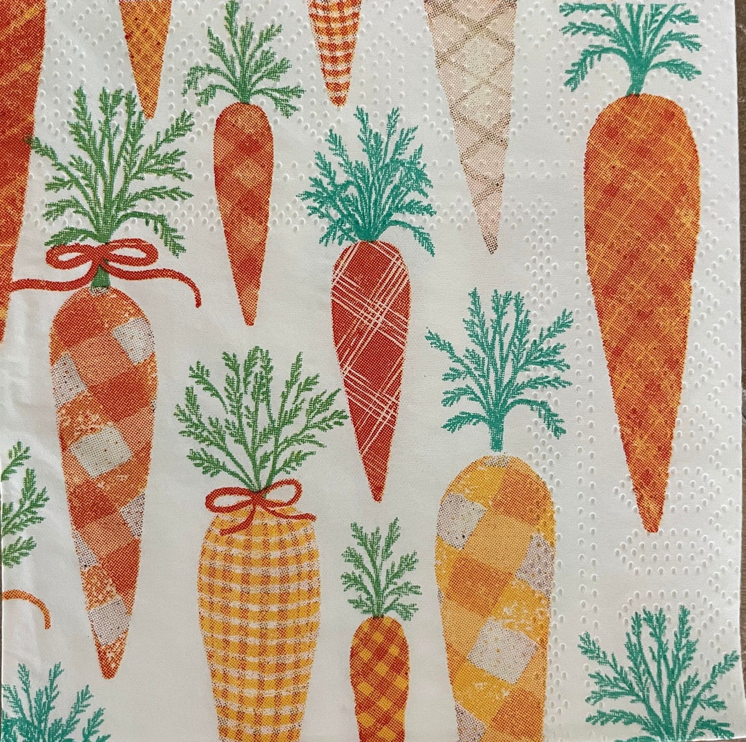 Decoupage Napkins - Easter Carrots Spring Paper Napkins- Set of 3 ...