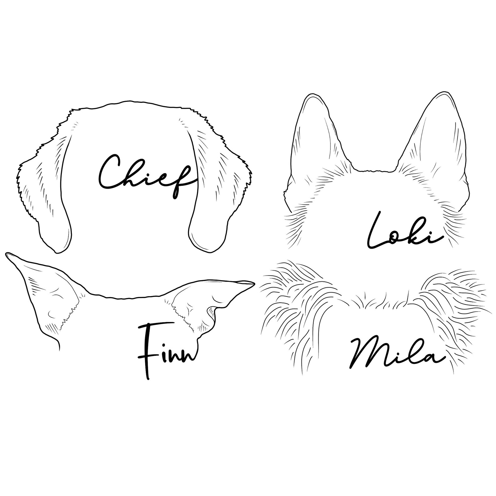 Custom Pet Ear Portrait Hand Drawn Digital Art Pet Loss - Etsy