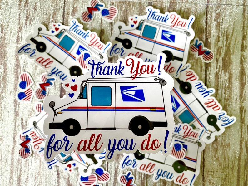 USPS Mail Truck Sticker Mail Carrier Sticker Thank You for | Etsy