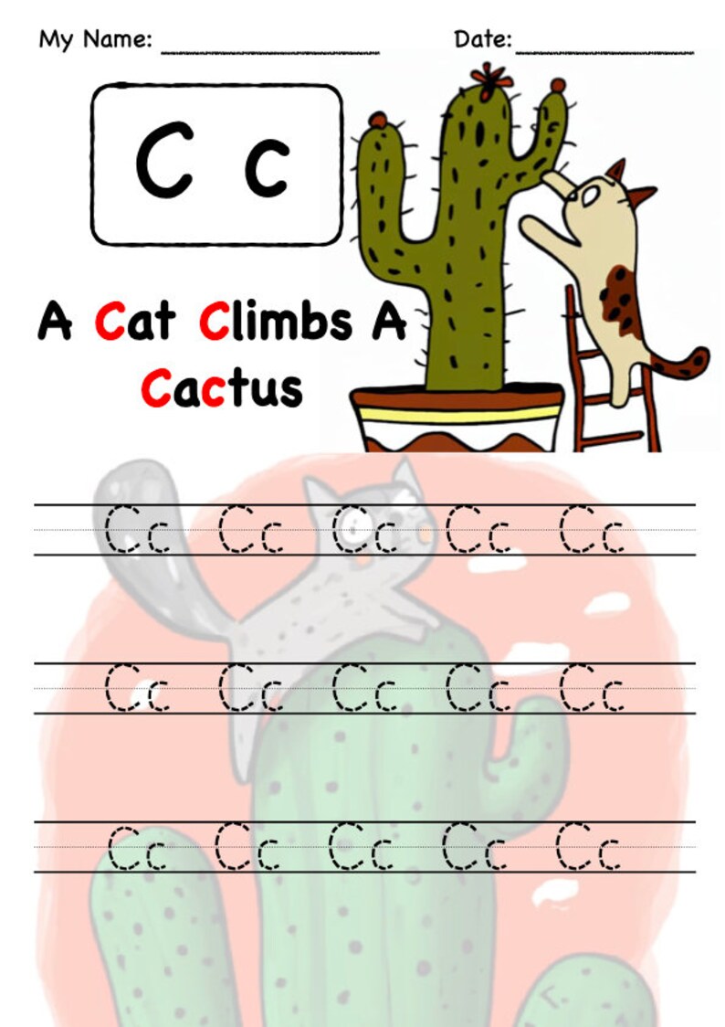 Printable 26 Alphabet Letters Practice Tracing ABC Worksheet - Etsy