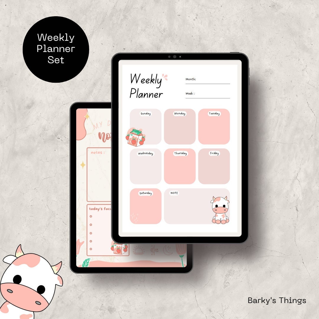 Peach Cow Digital Download Weekly Planner Set - Etsy