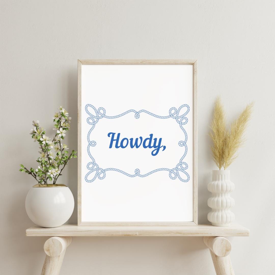 Howdy - Rope Frame Printable Art - Western-inspired Wall Decor - Rope ...