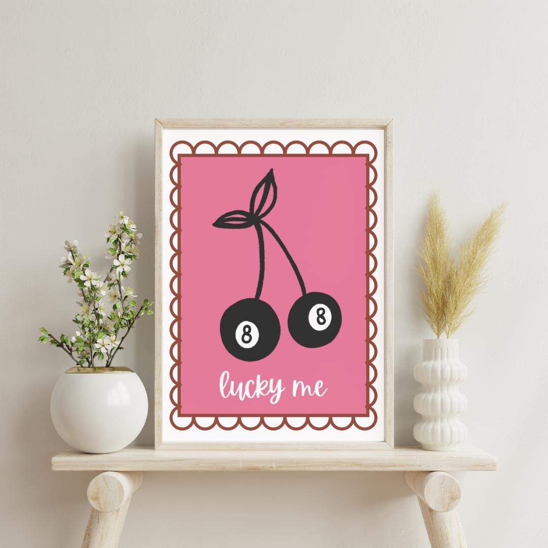 Lucky Me - Retro Cherry 8-ball Printable Art - Fun and Playful ...