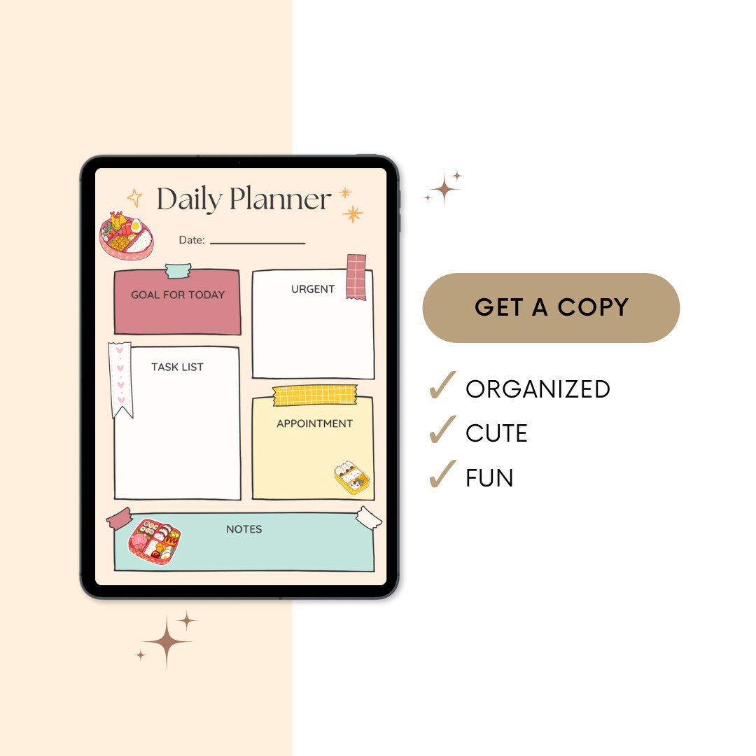 Bento Box Daily Planner (downloadable PDF) - Etsy
