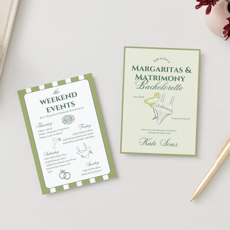 Editable Bachelorette Invitation & Itinerary | Margaritas and Matrimony ...