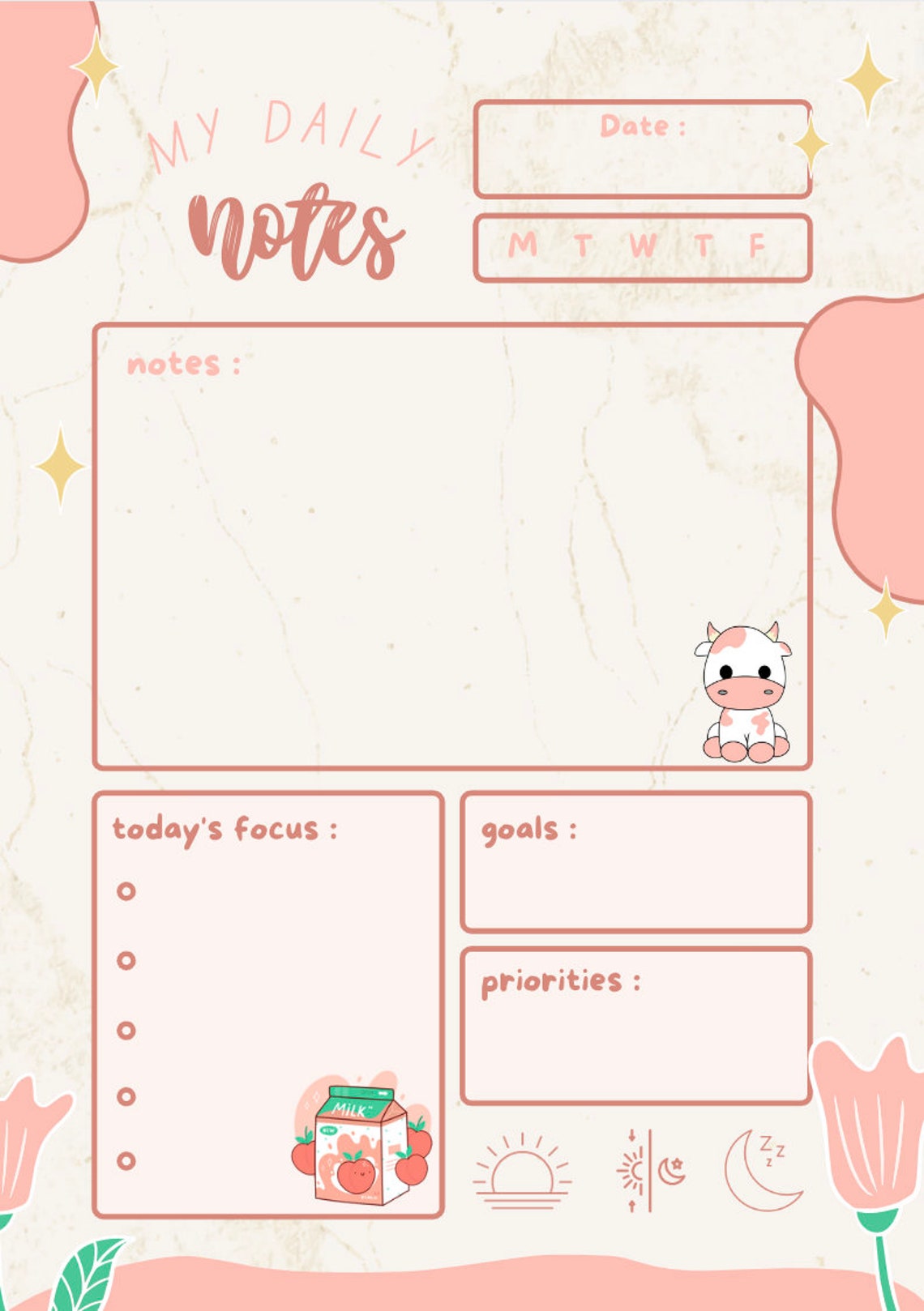 Peach Cow Digital Download Weekly Planner Set - Etsy