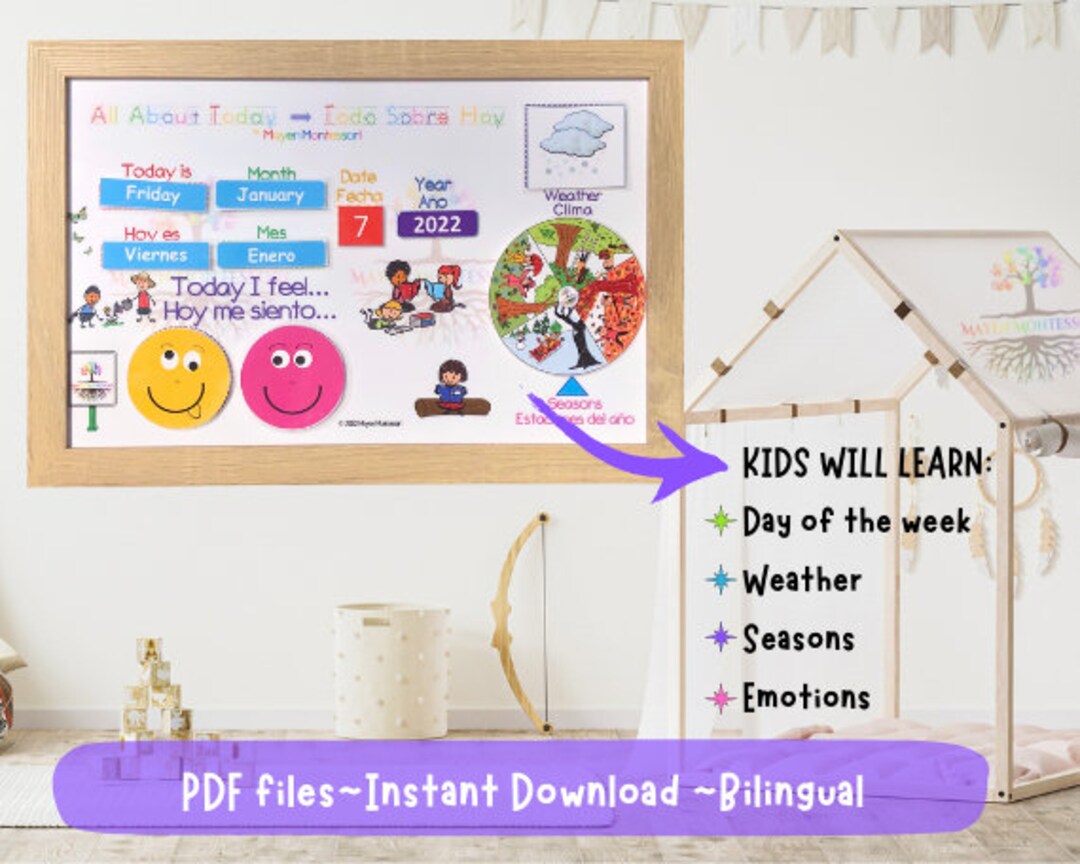 Kids Bilingual Calendar: Montessori Homeschool Printable (PDF) - Etsy